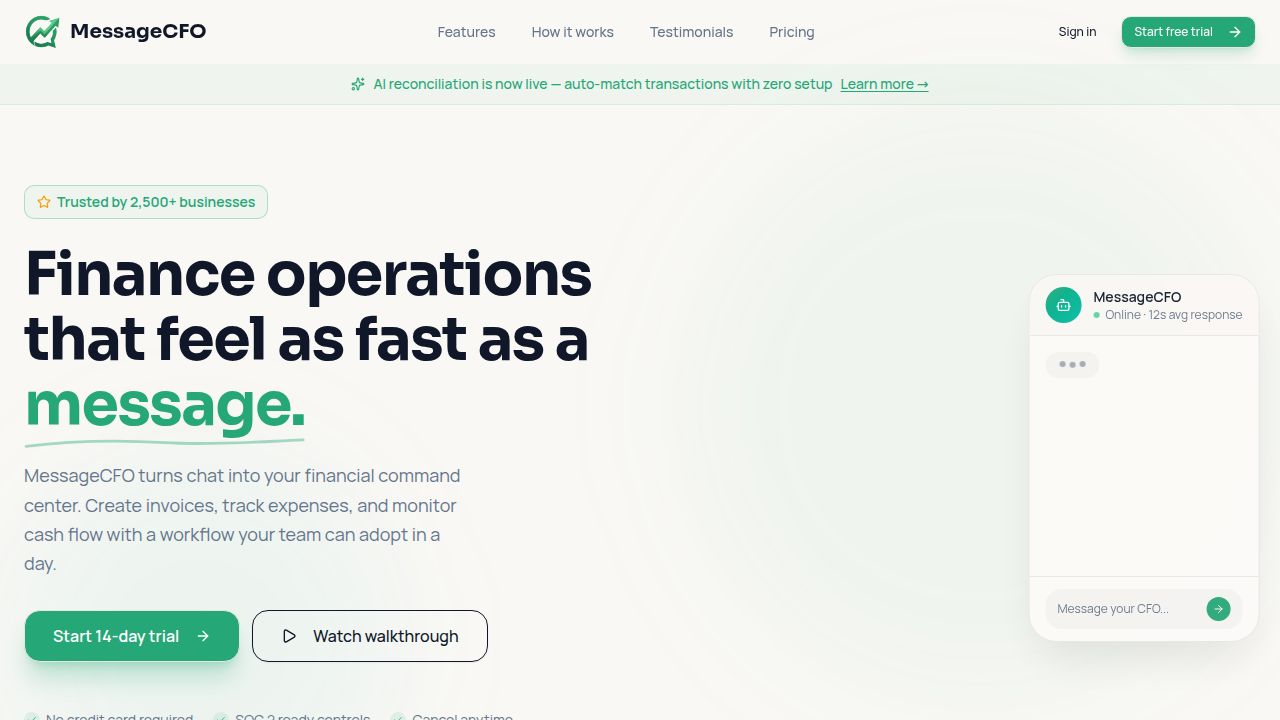 MessageCFO | AI Financial Assistant for Business & Personal Finance